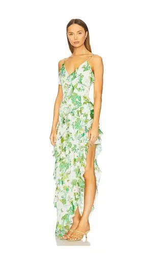 ELLIATT Asymmetrical Maxi Dress With Ruffles
