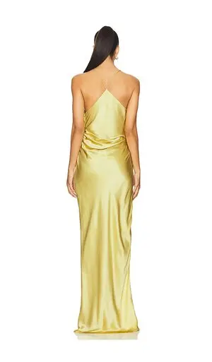 THE SEI Lace Inset Cowl Gown In Yellow