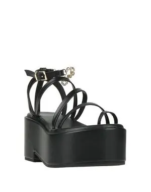 Maje Leather Wedge Thong Sandals With Embellished Ankle Strap - Black