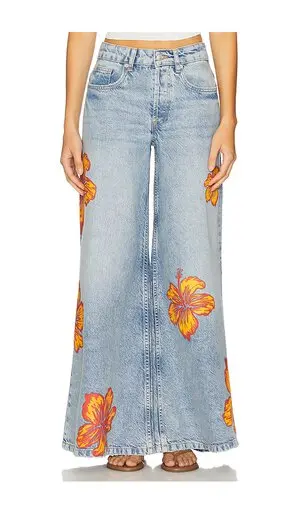 Free People Palisades Wide-leg Jeans - Flower Power