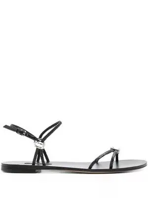 Casadei Crystal-embellished Braided Sandals - Black