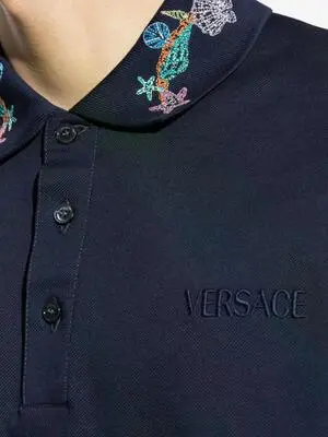 Versace Logo-embroidered Polo Shirt