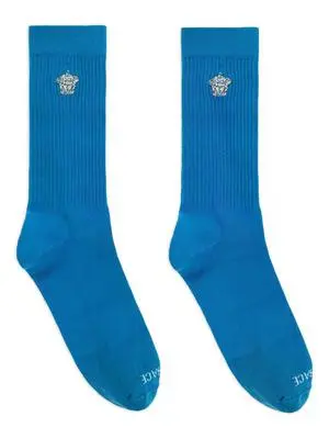 Versace Medusa Embroidered Ribbed Socks - Blue