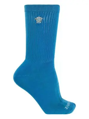 Versace Medusa Embroidered Ribbed Socks - Blue