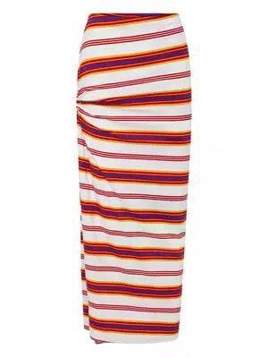 Rabanne Striped Draped Skirt - White