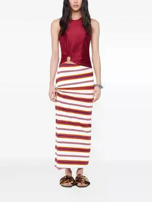 Rabanne Striped Draped Skirt - White