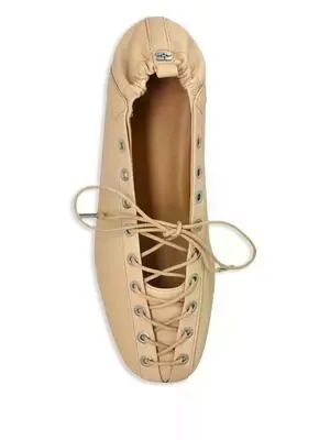 GANNI Leather Derby Shoes - Neutrals