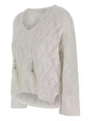 KANGRA Crochet-knit V-neck Sweater