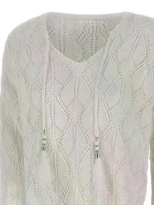 KANGRA Crochet-knit V-neck Sweater