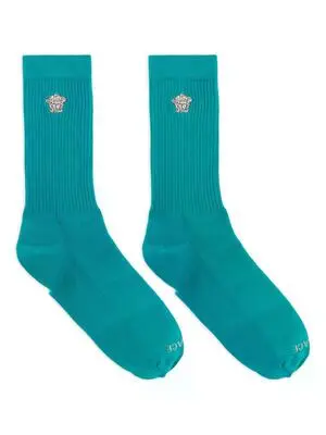 Versace Medusa-embroidered Ribbed Socks - Blue