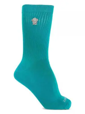 Versace Medusa-embroidered Ribbed Socks - Blue