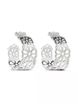 Kate Spade New York Flower Lace Hoop Earrings - Silver
