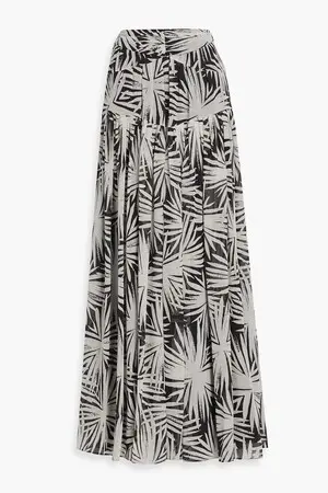 Diane Von Furstenberg Amira Printed Chiffon Maxi Skirt - Black