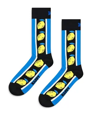 Happy Socks Lemon Crew Socks - Black