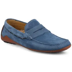 Taft Leather Driver Moccasins - Blue/suede