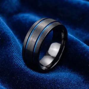 BLISS DIAMOND Ring With Blue Inlay And Brushed Finish