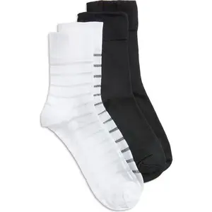 K BELL SOCKS Sheer Stripe Crew Socks - 2-Pack White/black Assorted