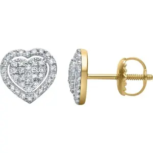 LUVMYJEWELRY Nora Heart Diamond Earrings In 14k Gold - 14k Yellow Gold