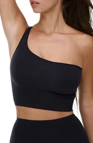 NOODY Seamless One Shoulder Top - Black