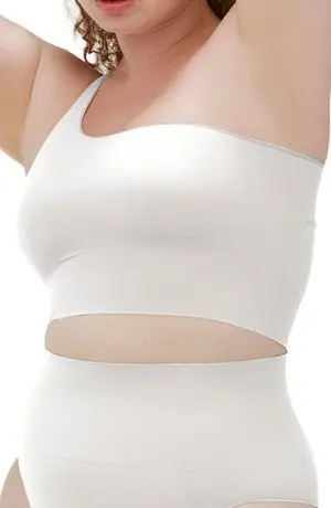 NOODY Seamless One Shoulder Top - Ivory