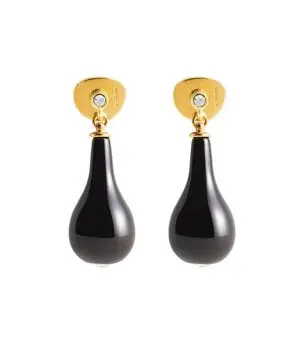 TOTEME Onyx Drop Earrings - Black-gold