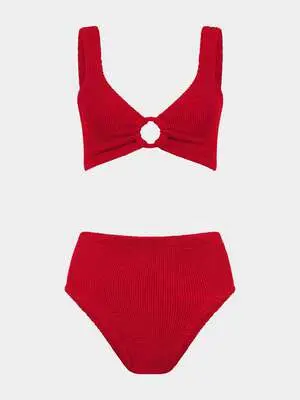 Hunza G Nadine Bikini Set With Tonal Hoop Detailing Red
