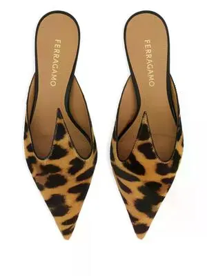 FERRAGAMO Leopard-print Mules - Brown
