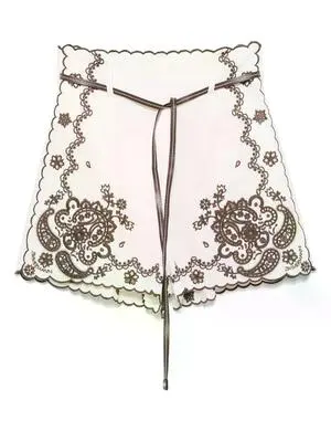 Zimmermann Ascension Embroidered Shorts - Neutrals