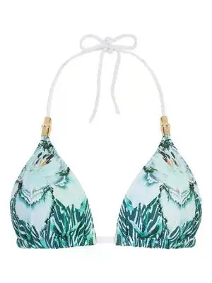 TEMPERLEY LONDON Liana Graphic-print Triangle Bikini Top - Blue