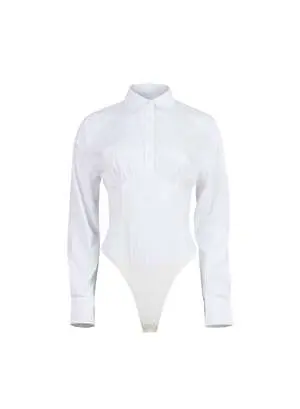 FLEUR DU MAL Button Down Bodysuit - White