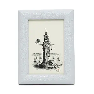 PIGEON AND POODLE Oxford Faux Shagreen Frame, 4 X 6 - Cool Gray