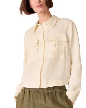 Whistles Abby Linen Casual Jacket - Ivory