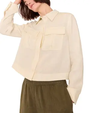 Whistles Abby Linen Casual Jacket - Ivory