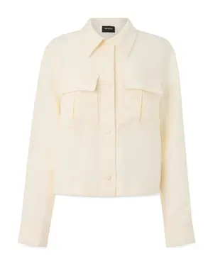 Whistles Abby Linen Casual Jacket - Ivory