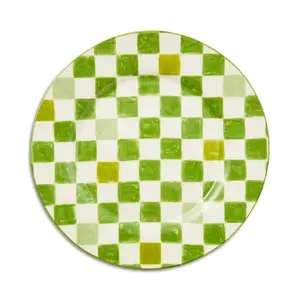 MACKENZIE-CHILDS Check Round Platter Green