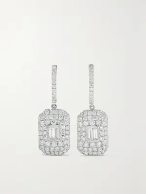 Shay 18-karat White Gold Diamond Drop Earrings - Silver