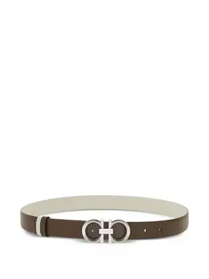 FERRAGAMO Reversible Adjustable Gancini Belt - Brown
