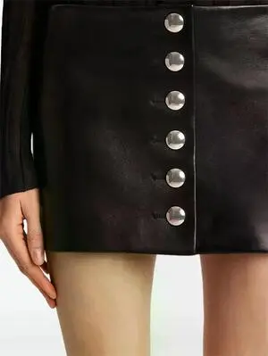 Khaite Button-front Leather Mini Skirt