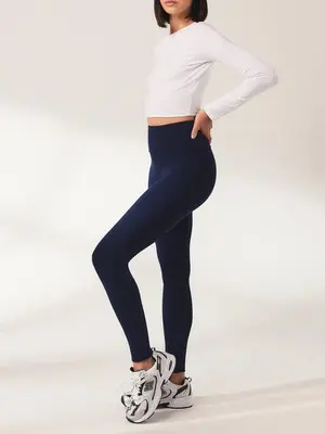 LOVALL Tall Lightweight High Waisted Leggings - Navy
