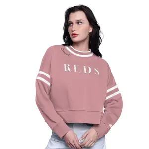 STARTER Cincinnati Reds Power Play Cropped Pullover Sweatshirt