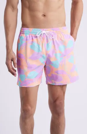 CHUBBIES The Posh Palms 5.5-inch Swim Trunks - Bright Orange - Pattern Base