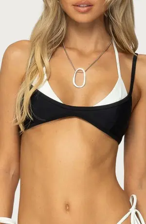 EDIKTED Jessica Layered Bikini Top - Black-and-white