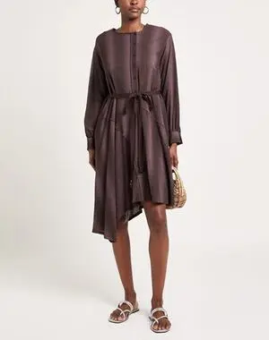 High Midi Dress With Mandarin Collar And Open Back
