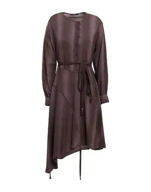 High Midi Dress With Mandarin Collar And Open Back