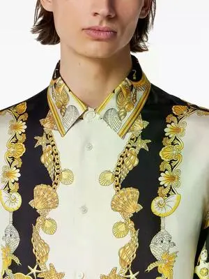 Versace Coral Theatre Silk Shirt - Gold