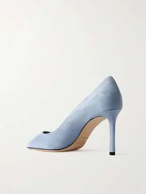 JIMMY CHOO Romy 85 Suede Pumps - Light Blue