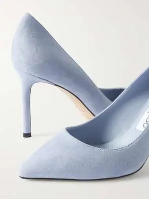 JIMMY CHOO Romy 85 Suede Pumps - Light Blue