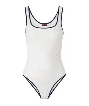 Gucci Piped Terry-jacquard Swimsuit - White