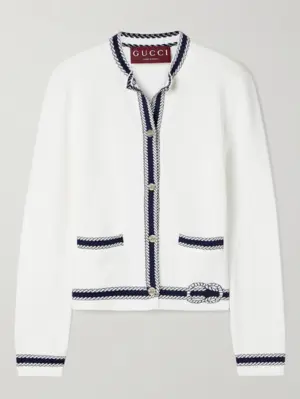 Gucci Lido Jacquard-knit Cotton Cardigan - White