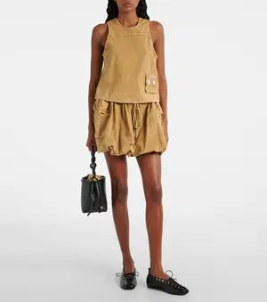 GANNI Cotton-blend Mini Skirt - Beige